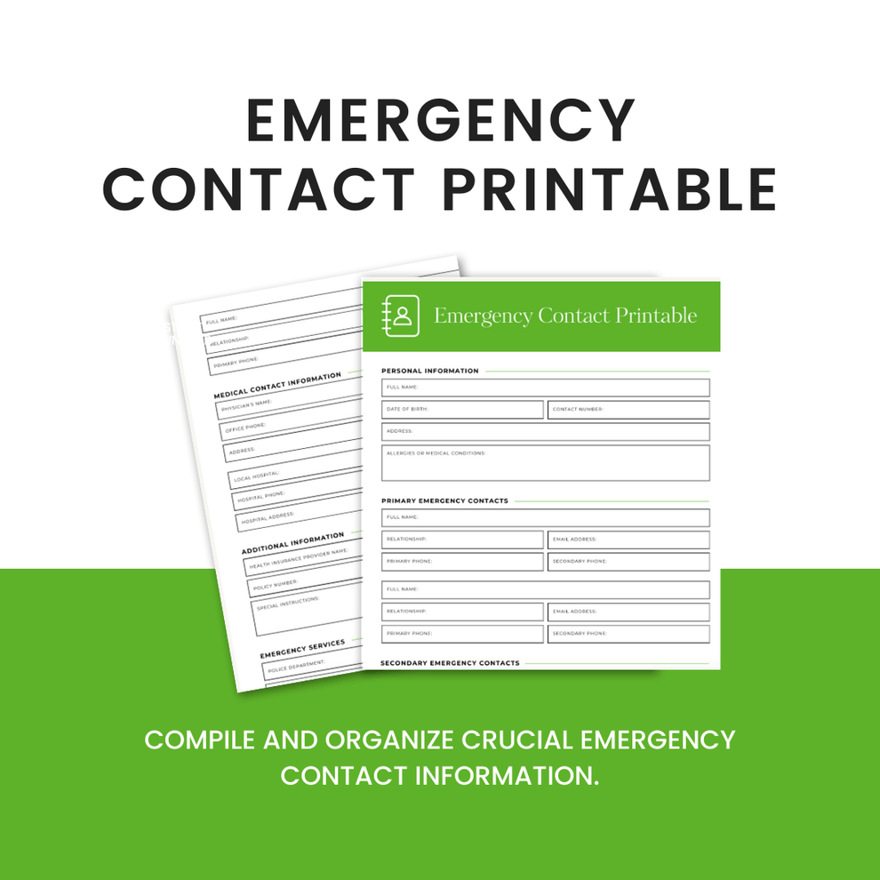 Emergency Contact Printable – HobbyScool