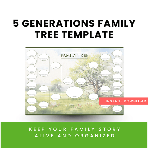 5 Generations Family Tree Template – HobbyScool