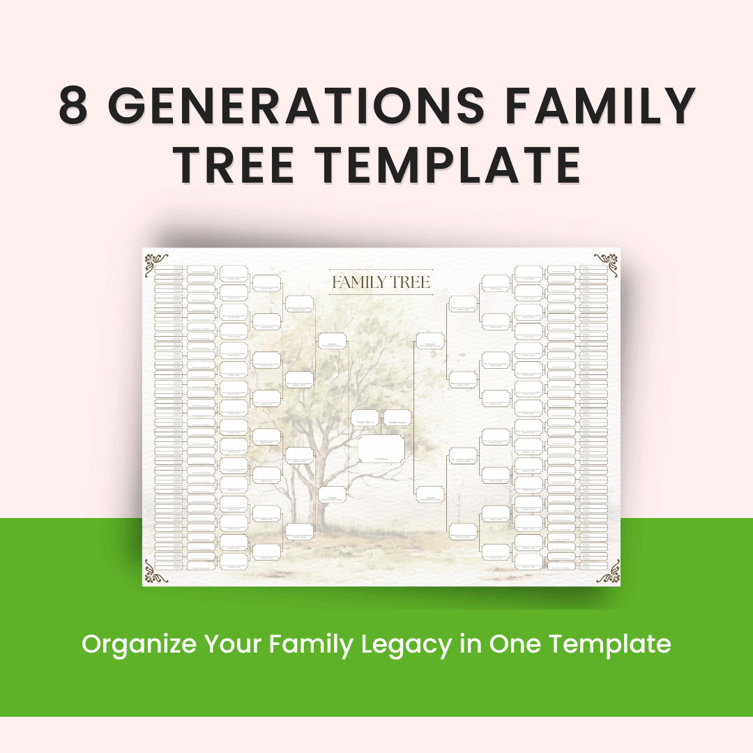 8 Generations Family Tree Template – HobbyScool