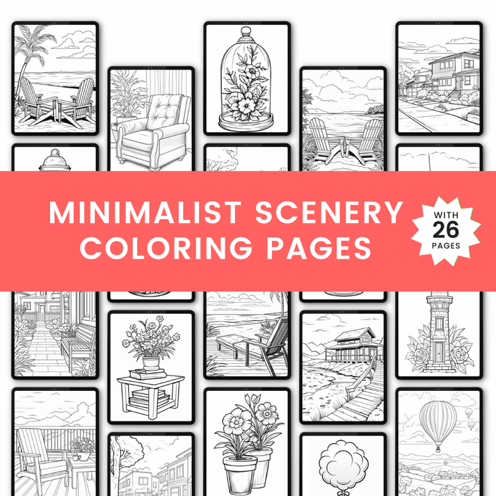 Minimalist Scenery Coloring Pages – HobbyScool