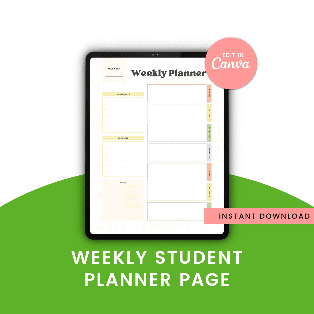 Weekly Student Planner Page – HobbyScool