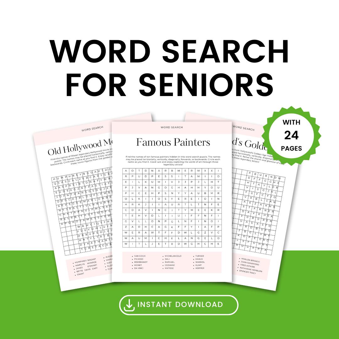 Word Search For Seniors – HobbyScool